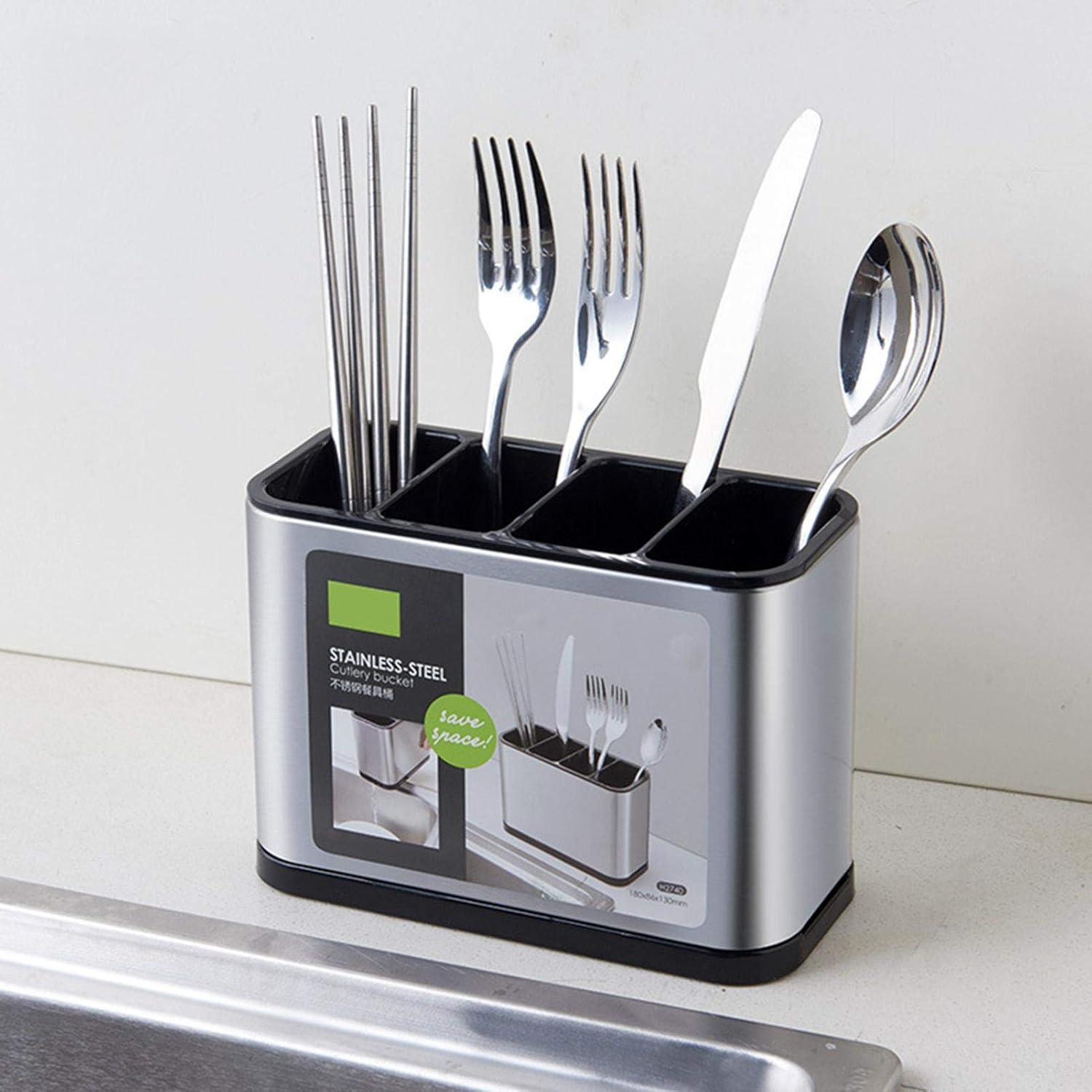 Stainless Steel Cutlery Bucket & Drainer – Mall LB