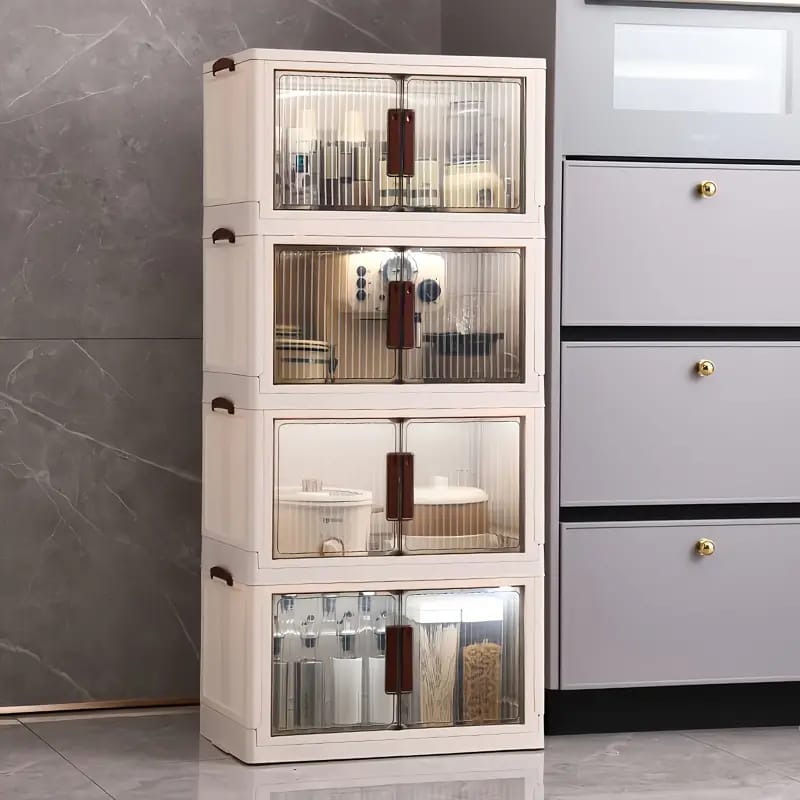 Foldable Plastic Storage Container Cabinet with wheels – Mall LB